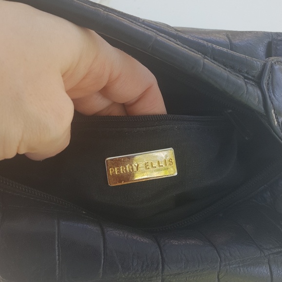 Perry Ellis | Bags | Perry Ellis Black Leather Shulder Bag | Poshmark